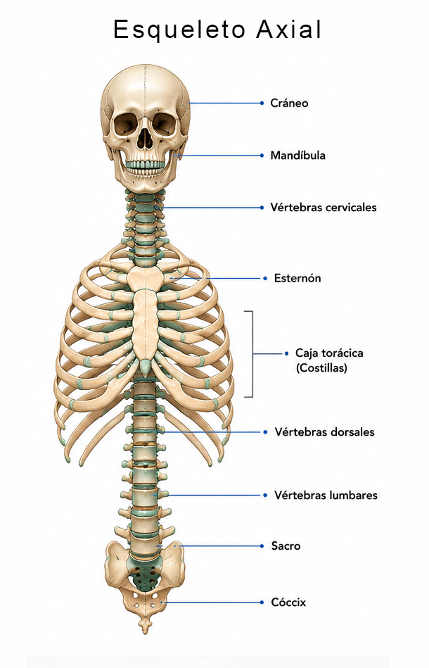 Sistema Esquelético Humano: Esqueleto Axial y Apendicular